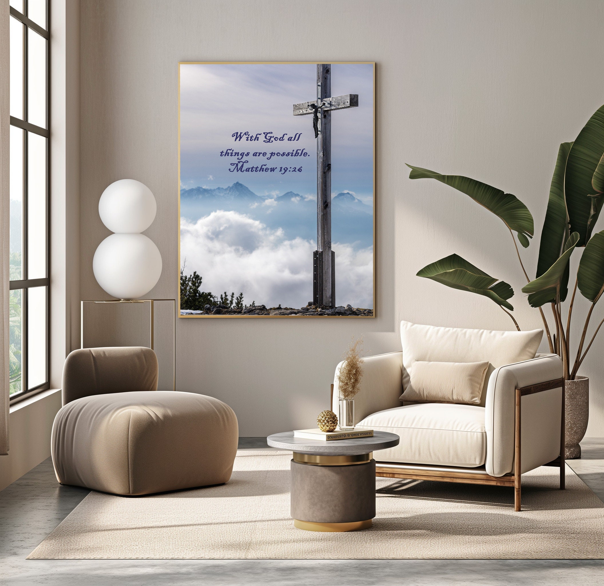 Christian Wall Art Bible Scripture Poster With God All Things Are ...