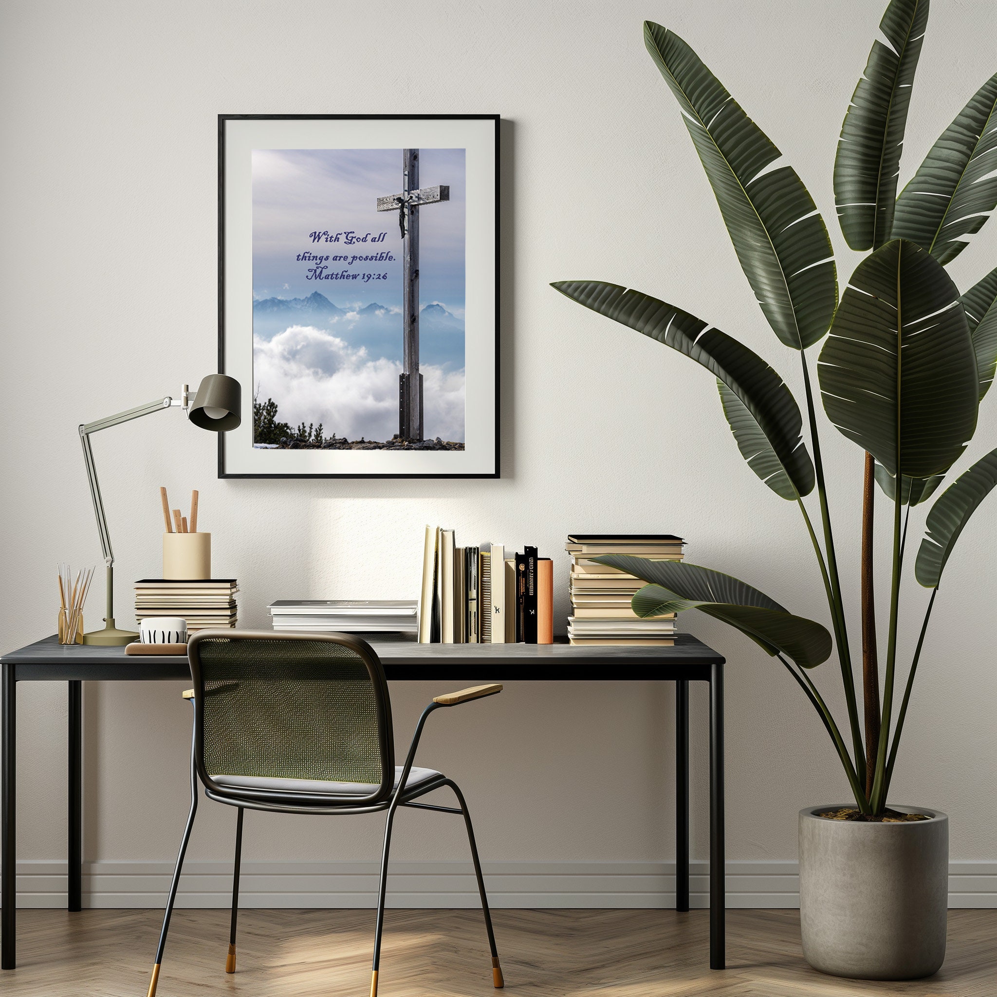 Christian Wall Art Bible Scripture Poster With God All Things Are ...