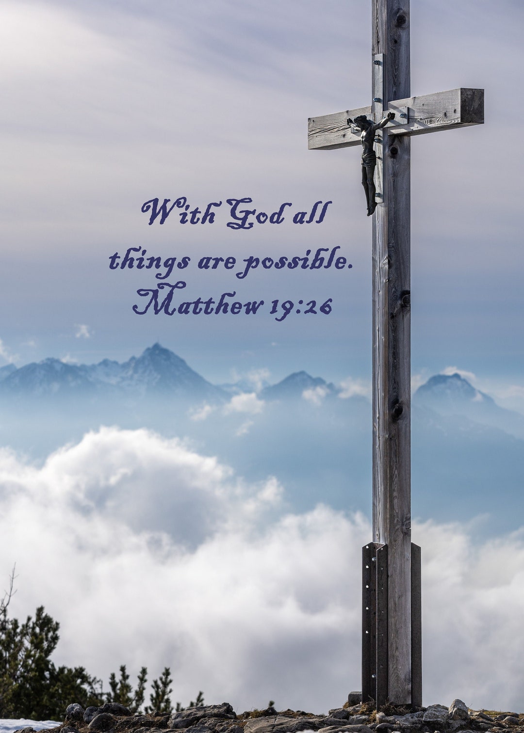 Christian Wall Art Bible Scripture Poster With God All Things Are ...