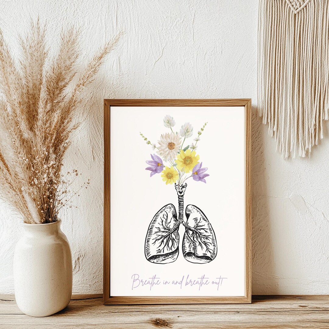 Medical Poster With Lungs "breathe in and Out" | Gift | Modern Wall ...