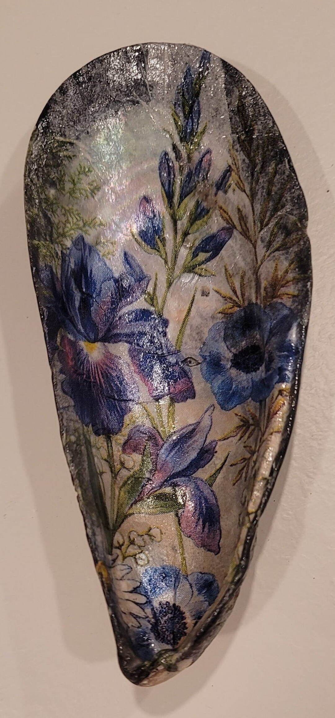 Decoupage Mussel Shell Purple Iris Bluebellb8 - Etsy