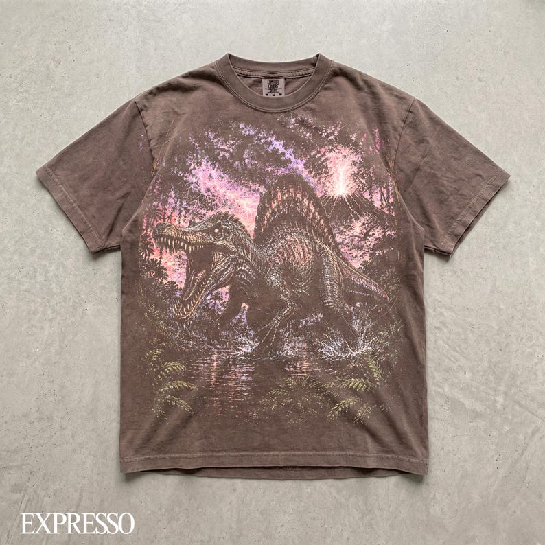 Vintage Spinosaurus Shirt, Dinosaur Graphic Tee, Jurassic Volcano T ...