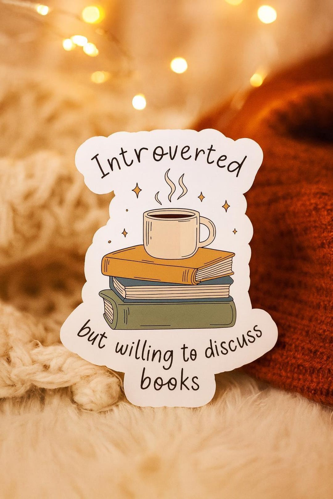 Introverted but Willing to Discuss Books Sticker | Cozy Aesthetic Book ...