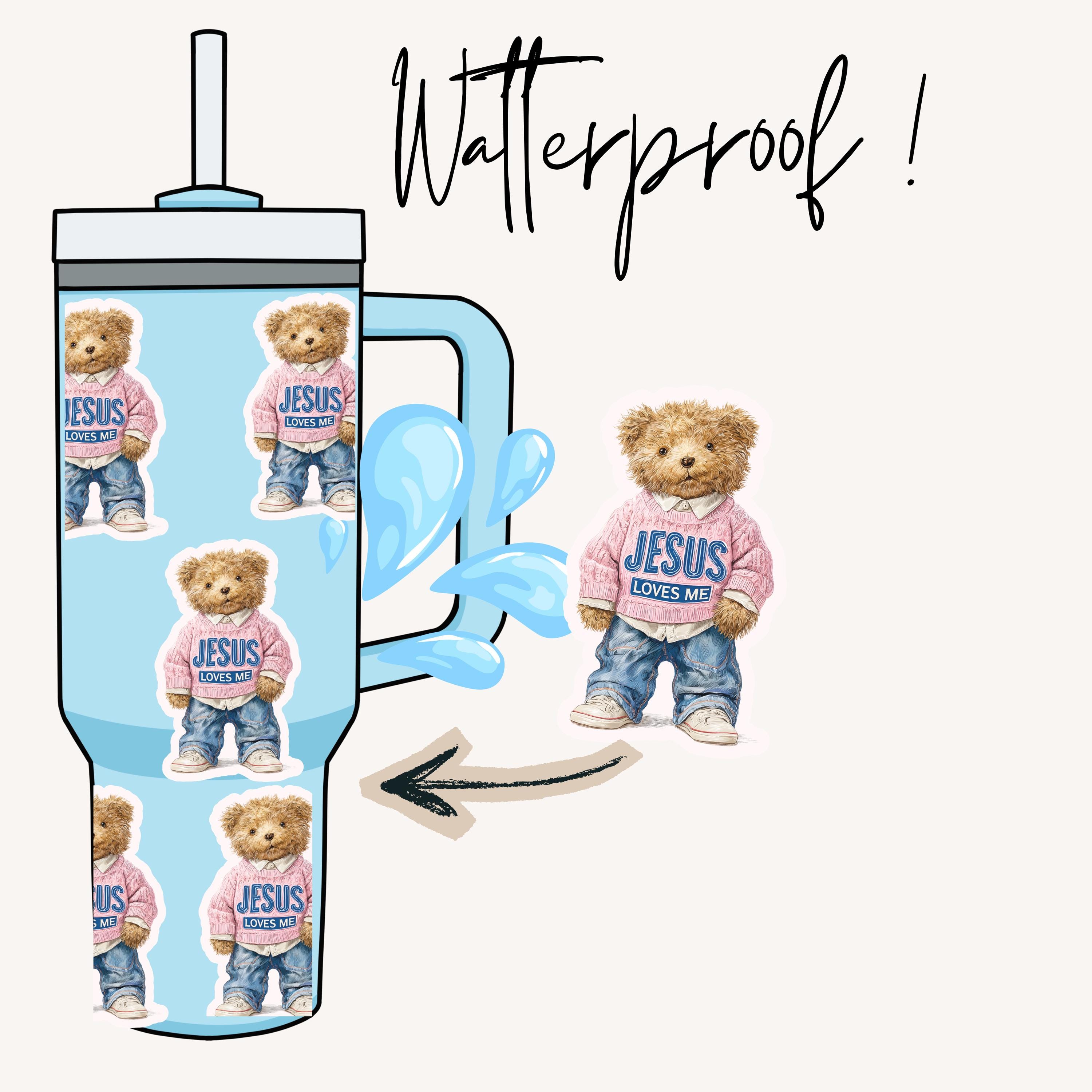 Jesus Loves Me Teddy Bear Sticker, Cute Christian Faith Sticker ...