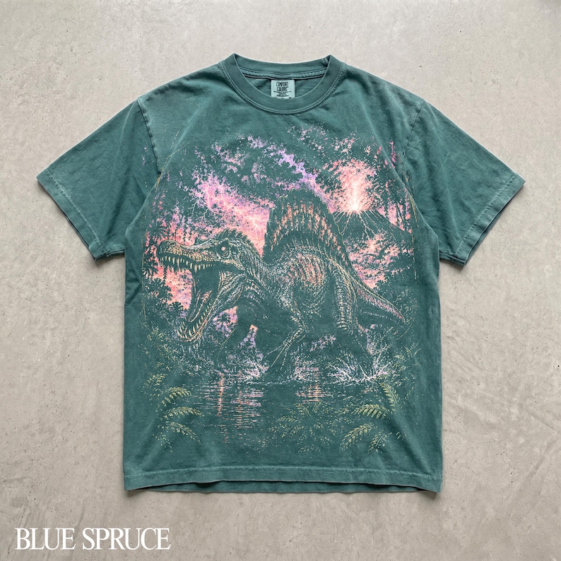 Vintage Spinosaurus Shirt, Dinosaur Graphic Tee, Jurassic Volcano T ...