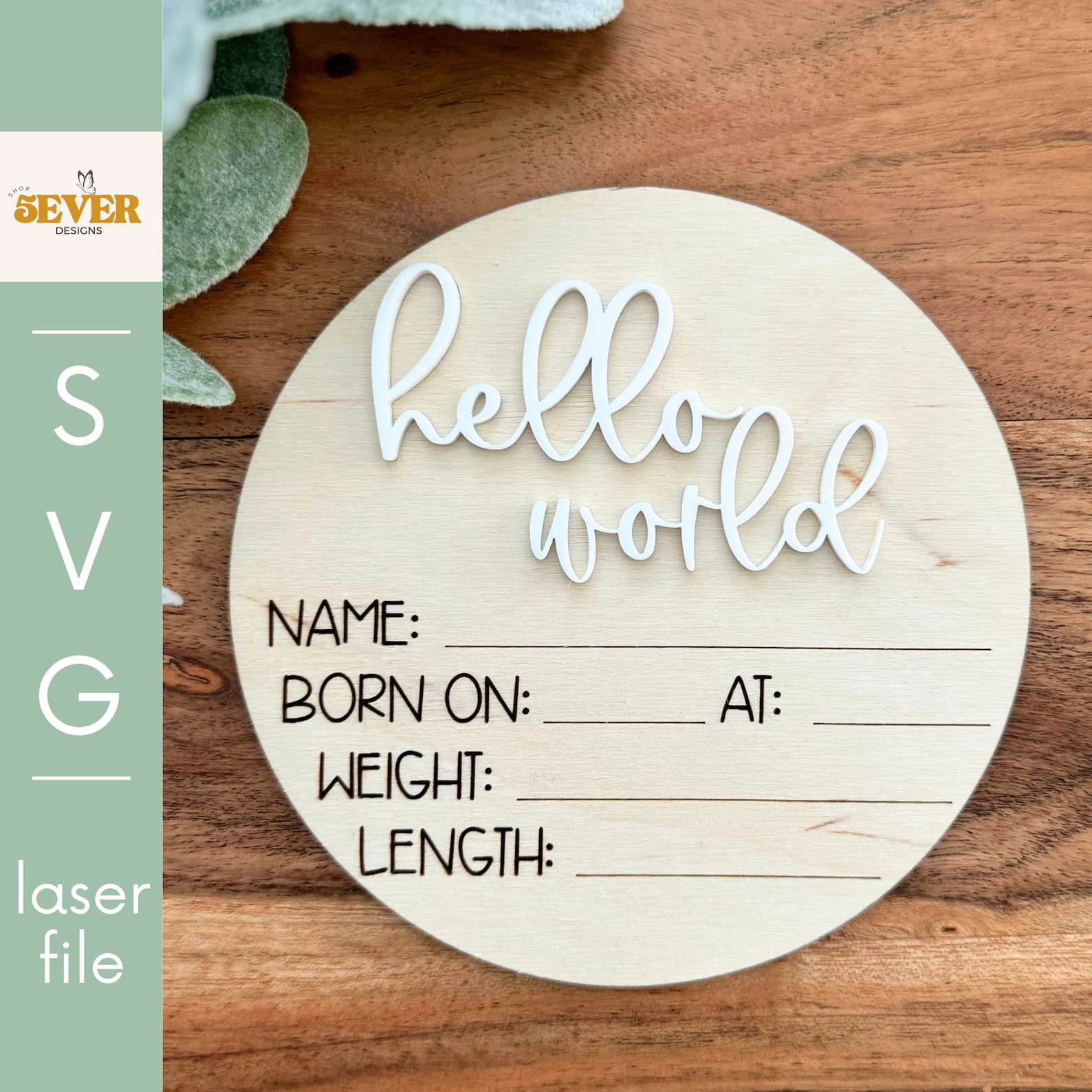 3D Hello World SVG File, Birth Stat Sign, Beginner File, Birth ...