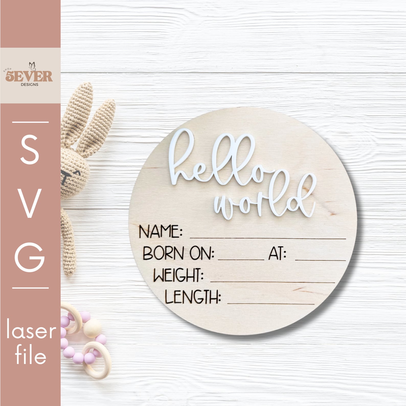 3D Hello World SVG File, Birth Stat Sign, Beginner File, Birth ...