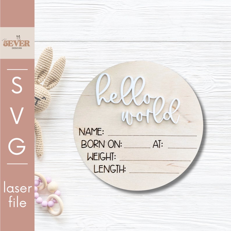 3D Hello World SVG File, Birth Stat Sign, Beginner File, Birth ...