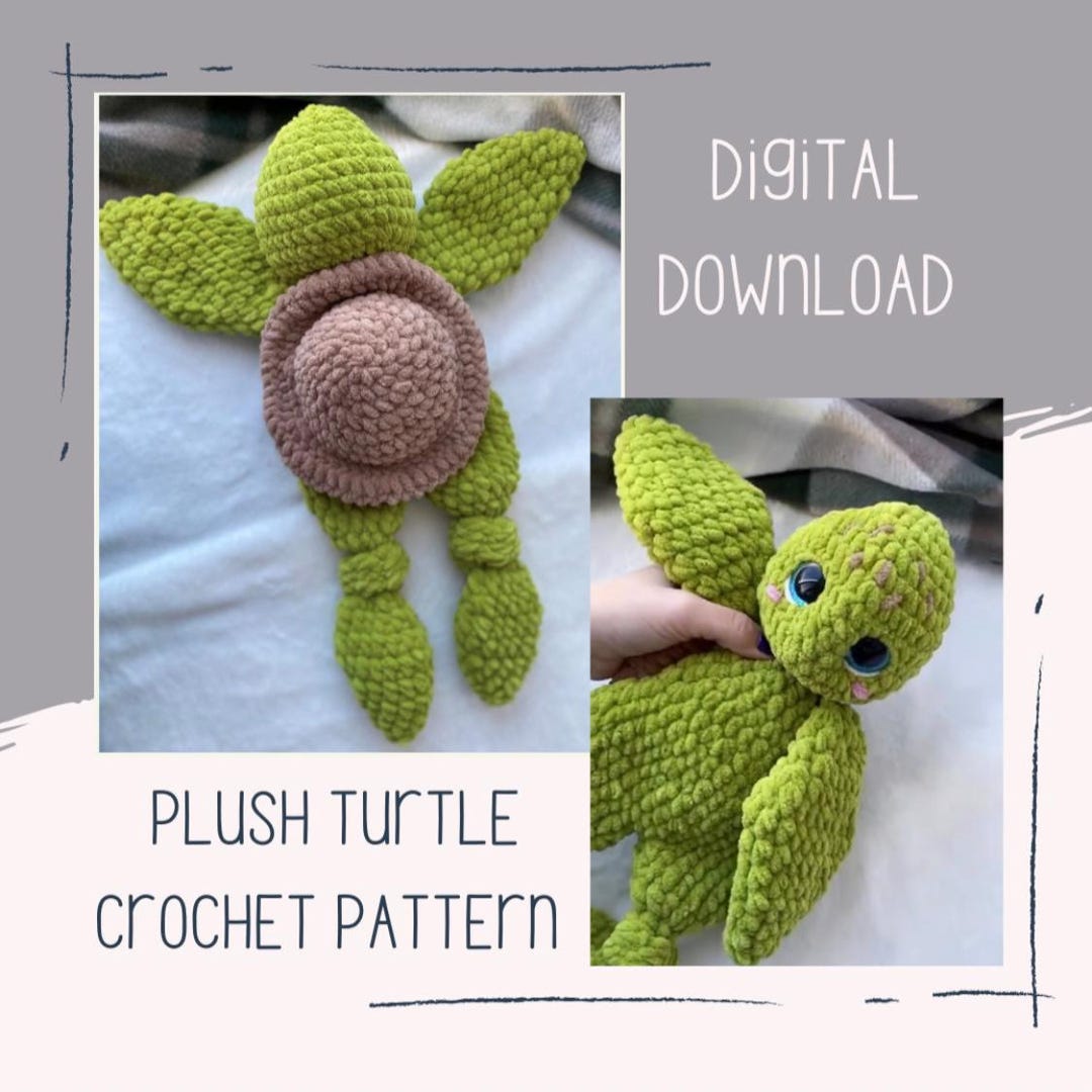 Crochet TURTLE Lovey English PATTERN. Amigurumi Snuggler Sea Animal ...