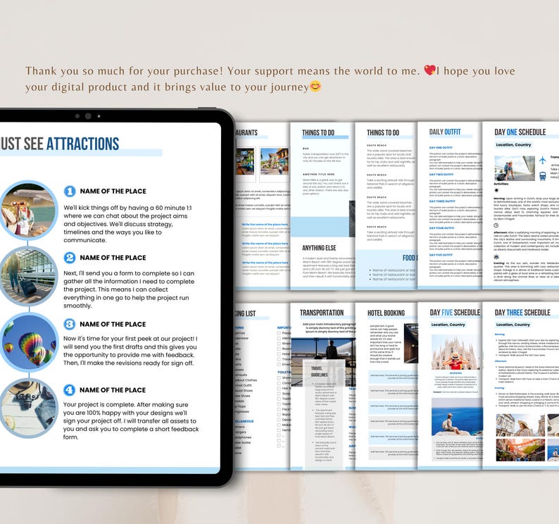 Travel Itinerary Template Bundle - Digital Trip Planner PDF, Editable ...