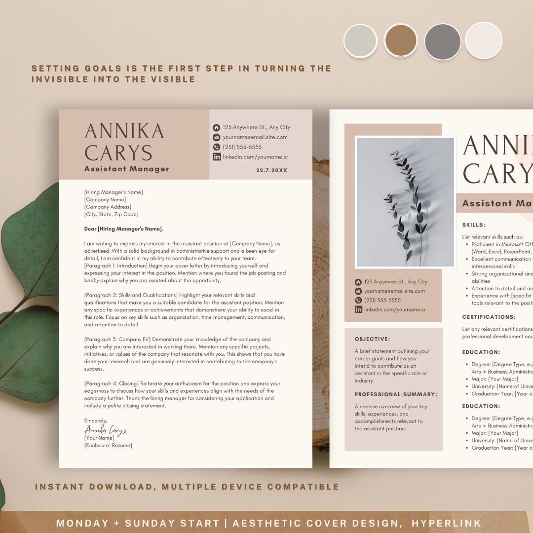 Beige Resume Template - Editable Canva CV Template, Professional Resume ...