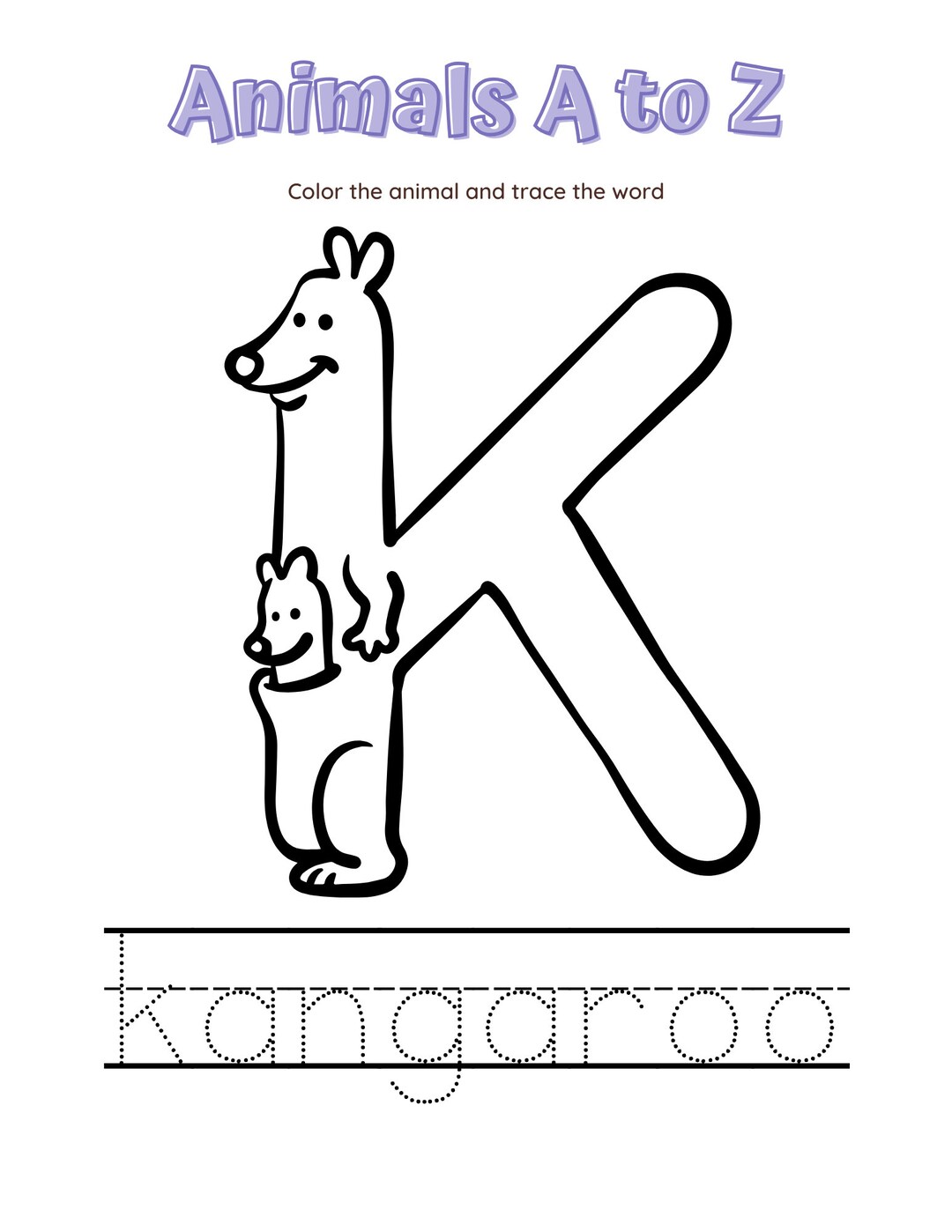 Animal Alphabet Trace and Color Letters for Prek and Kindergarten ...