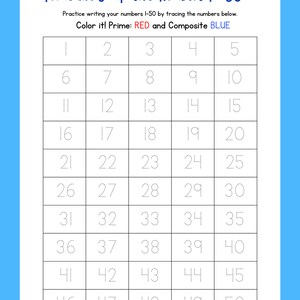 Prime and Composite Numbers Worksheets, Printable Activity for 8 Years ...