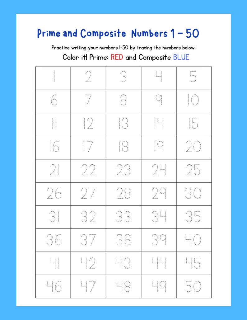 Prime and Composite Numbers Worksheets, Printable Activity for 8 Years ...