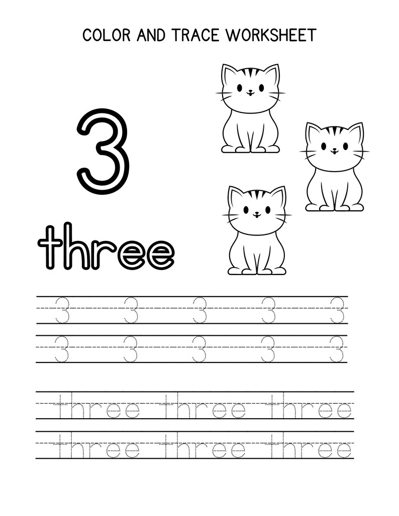 Trace and Color Numbers 1 to 10 Worksheets - Etsy