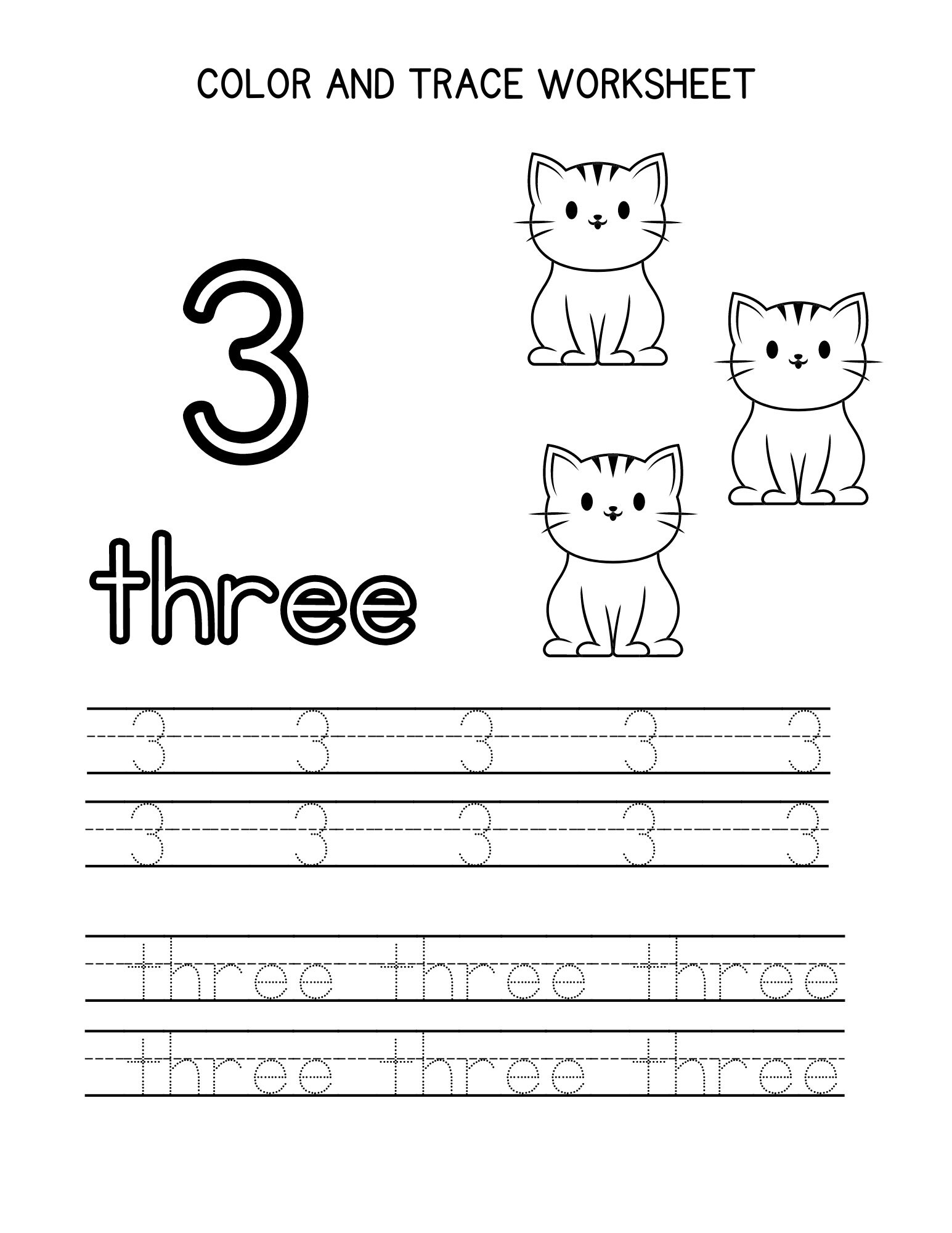 Trace and Color Numbers 1 to 10 Worksheets - Etsy