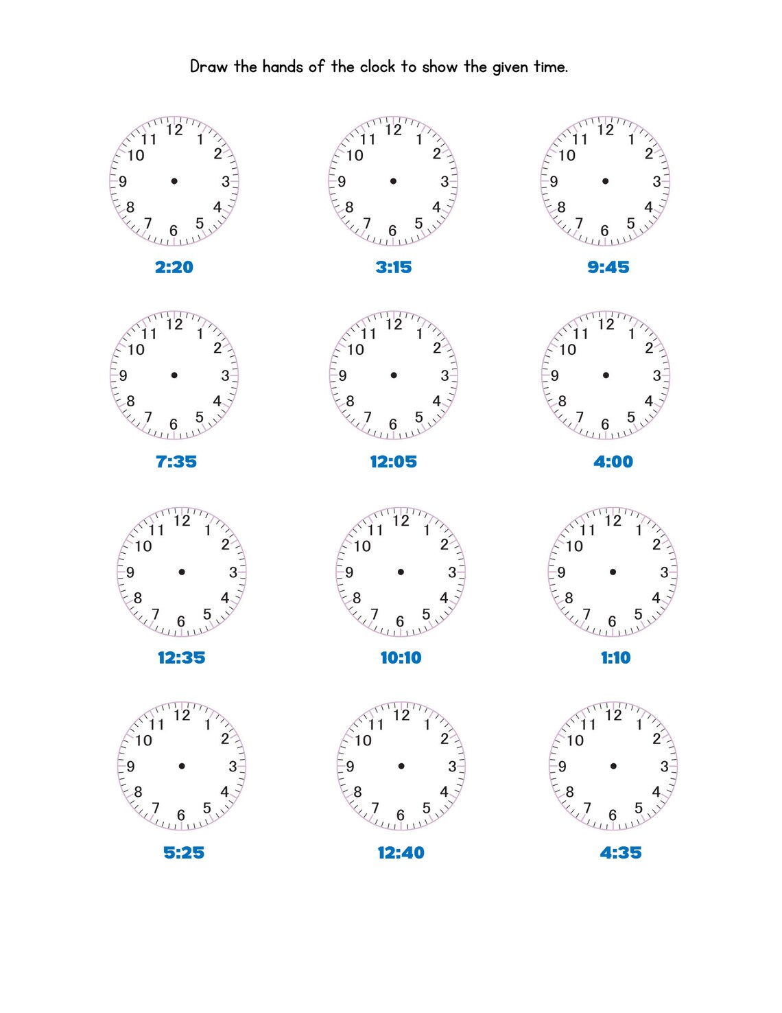 Telling Time, Learning Time, Printable Clock Worksheets, Printable ...