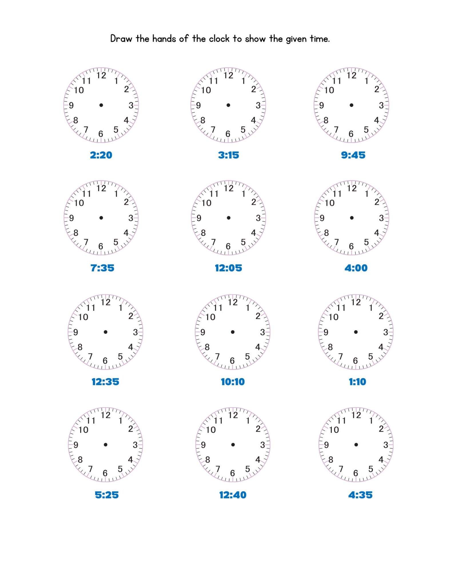 Telling Time, Learning Time, Printable Clock Worksheets, Printable ...