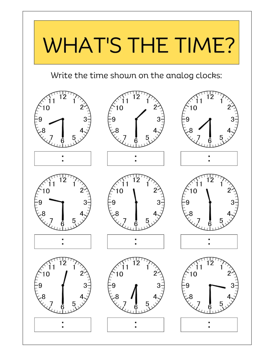 Telling Time, Learning Time, Printable Clock Worksheets, Printable ...