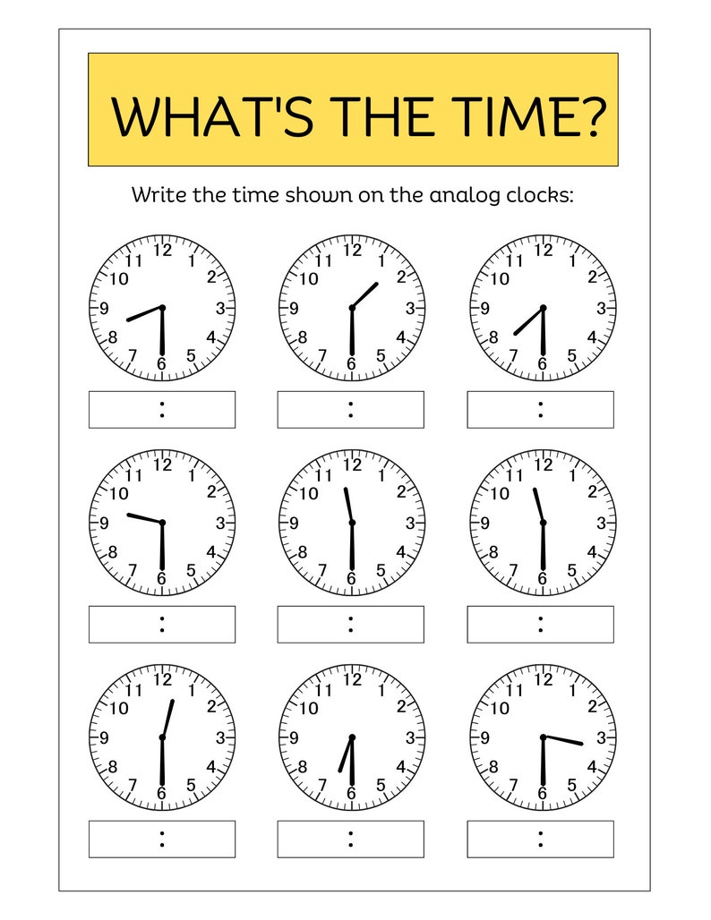Telling Time, Learning Time, Printable Clock Worksheets, Printable ...