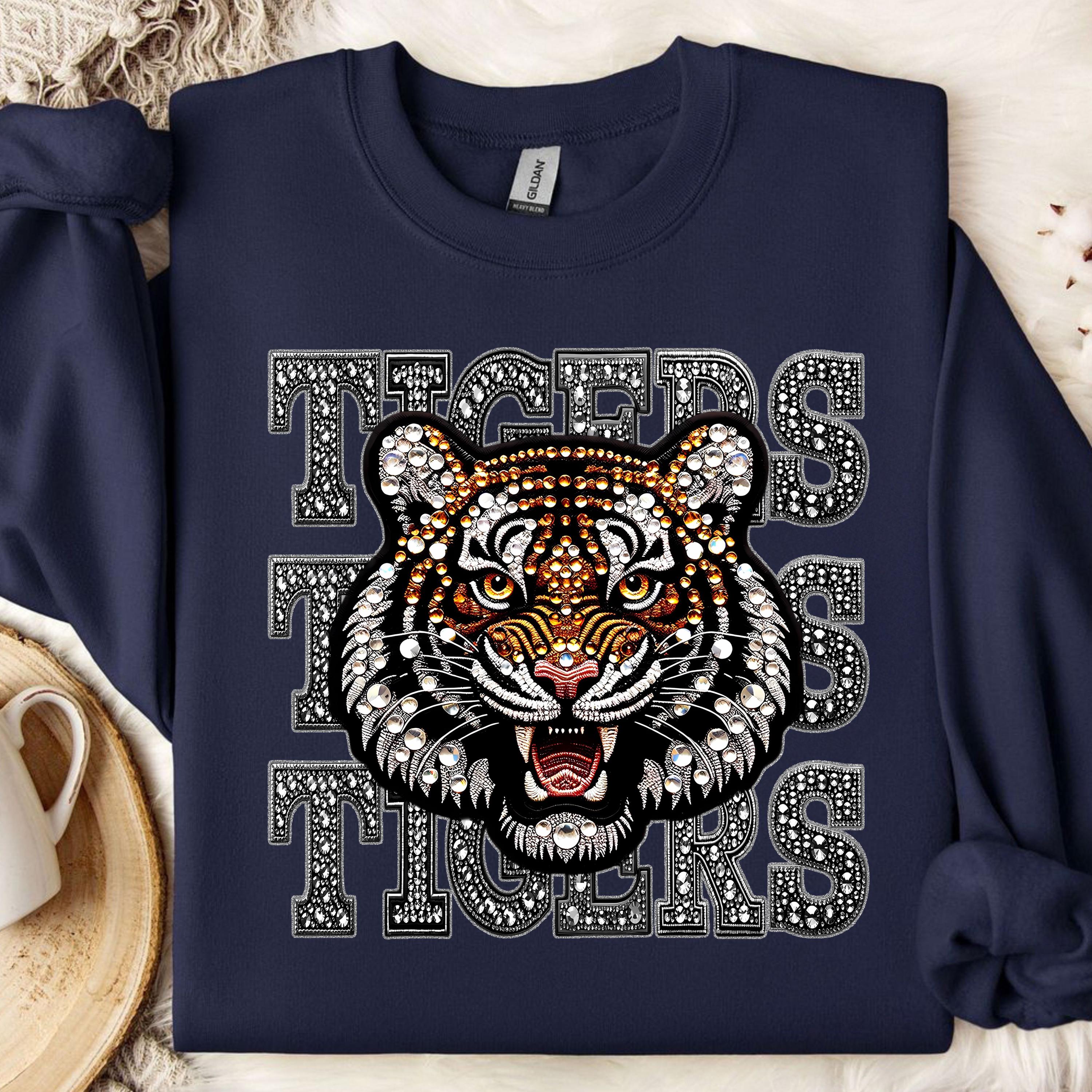 Sparkly Tiger Png, Faux Embroidery Png, Mascot Png, Rhinestone Tiger ...