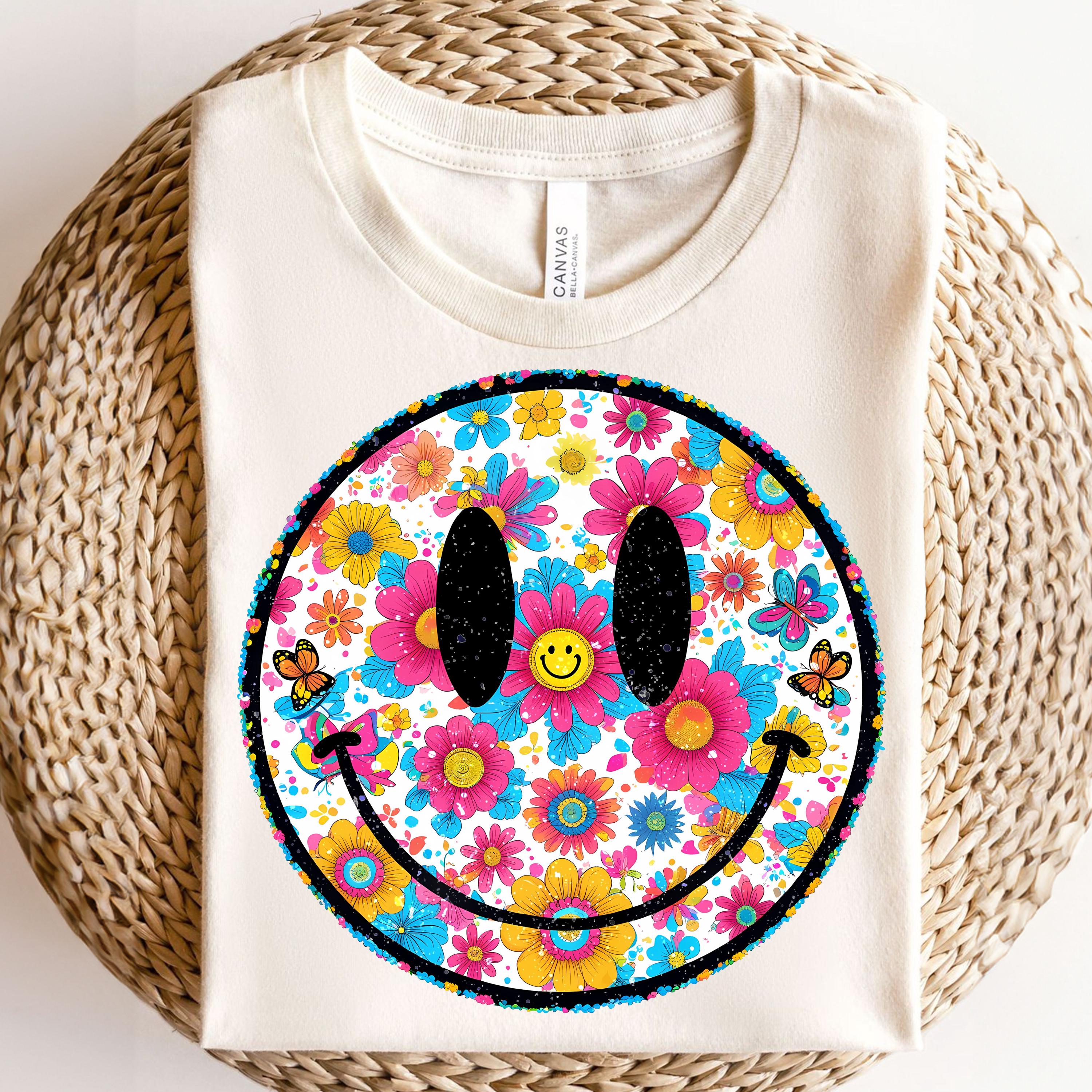 Smile Retro Happy Flowers PNG, Smiley Face PNG, Vintage Boho PNG, Daisy ...