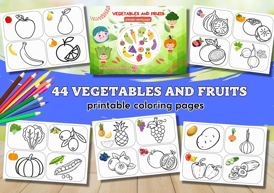 Color by Pattern Fruits & Vegetables Printable Memory Activity for Kids ...