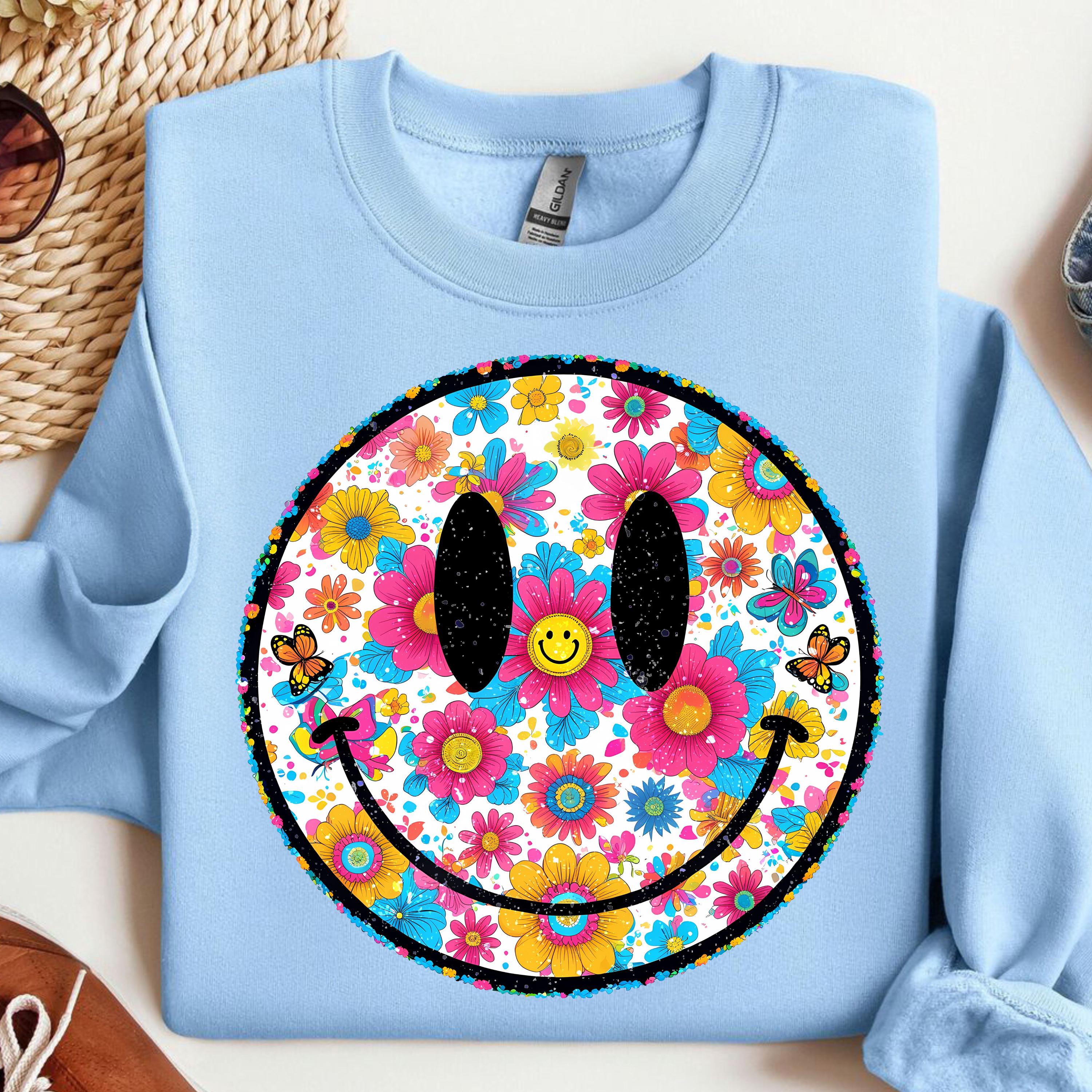 Smile Retro Happy Flowers PNG, Smiley Face PNG, Vintage Boho PNG, Daisy ...