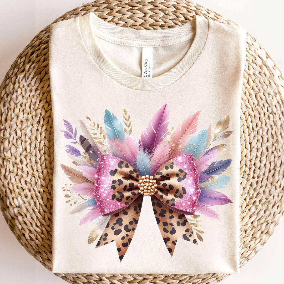 Leopard Coquette Bow Png, Coquette Png, Leopard Plumage Print Png, Soft ...