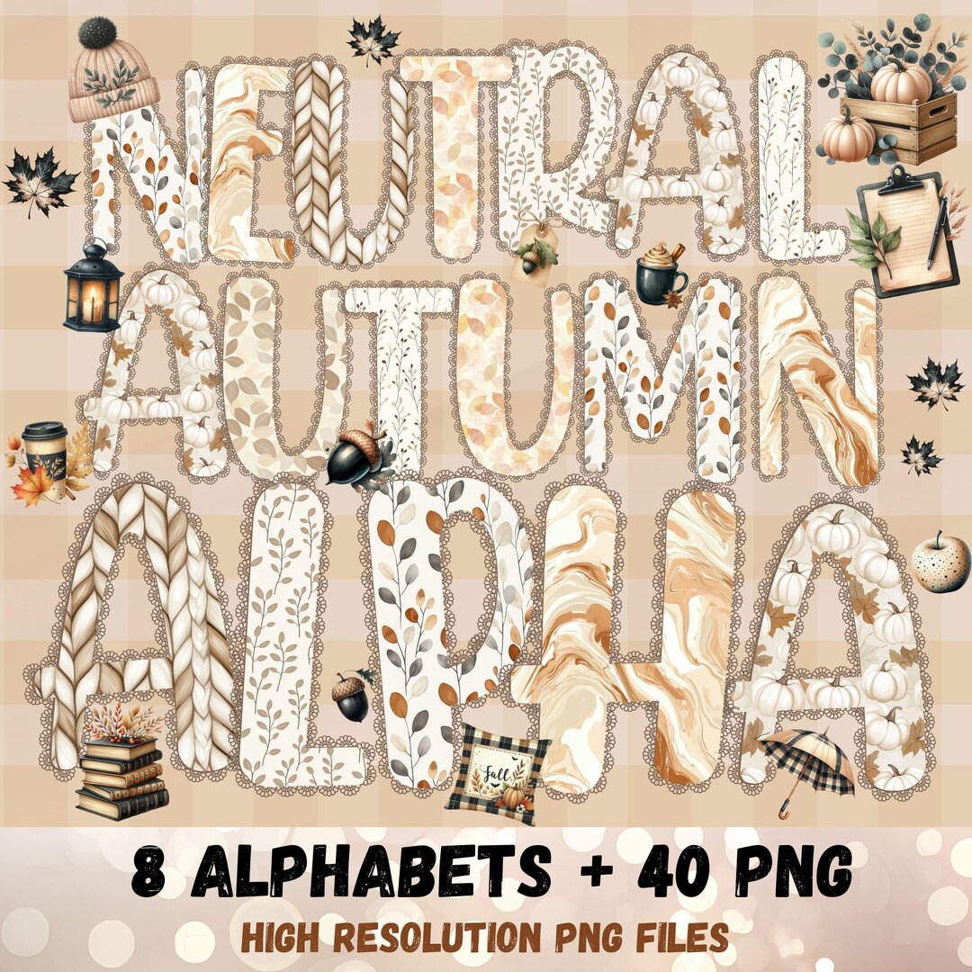 Preppy Lace Fall Floral Alphabet PNG, Coquette Autumn Letters for ...