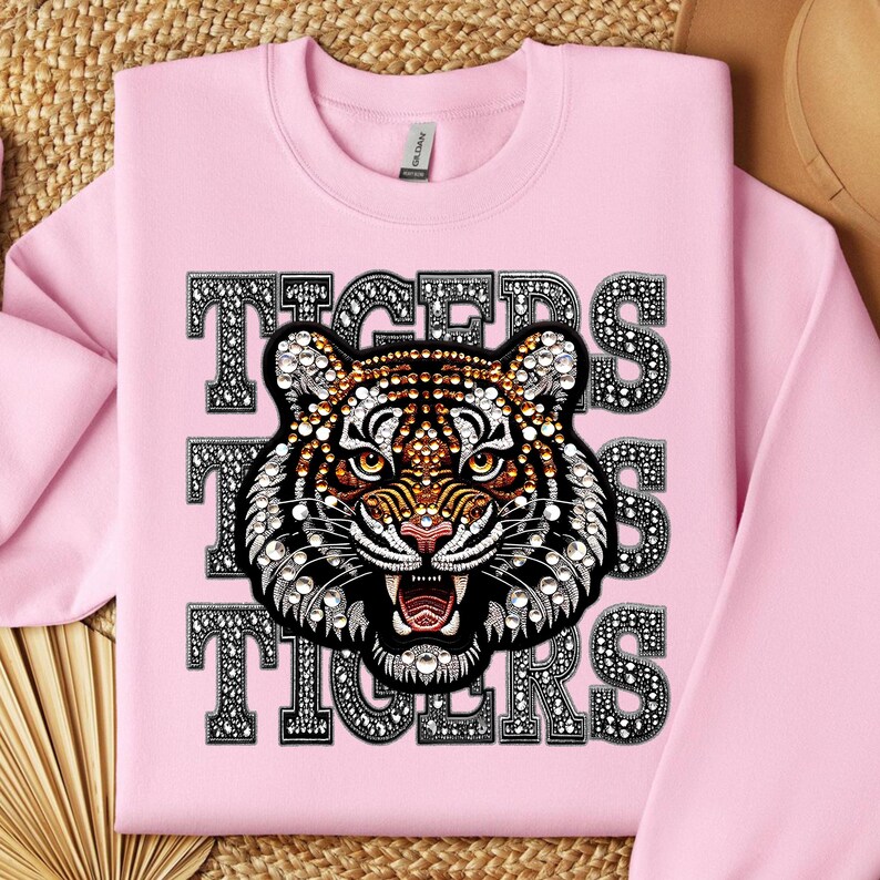 Sparkly Tiger Png, Faux Embroidery Png, Mascot Png, Rhinestone Tiger ...