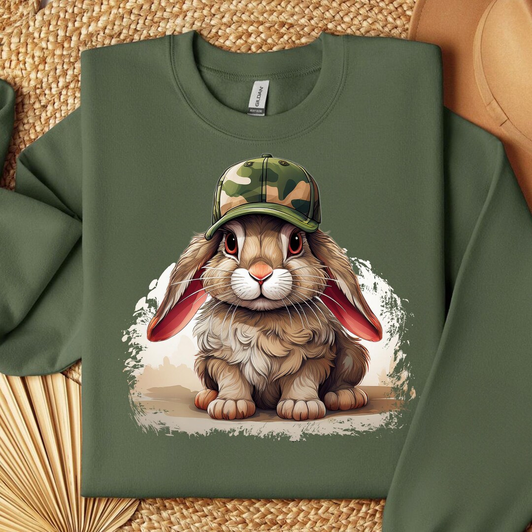 Bunny Camouflage PNG, Boy Bunny With Backwards Cap Png, Camo Easter ...
