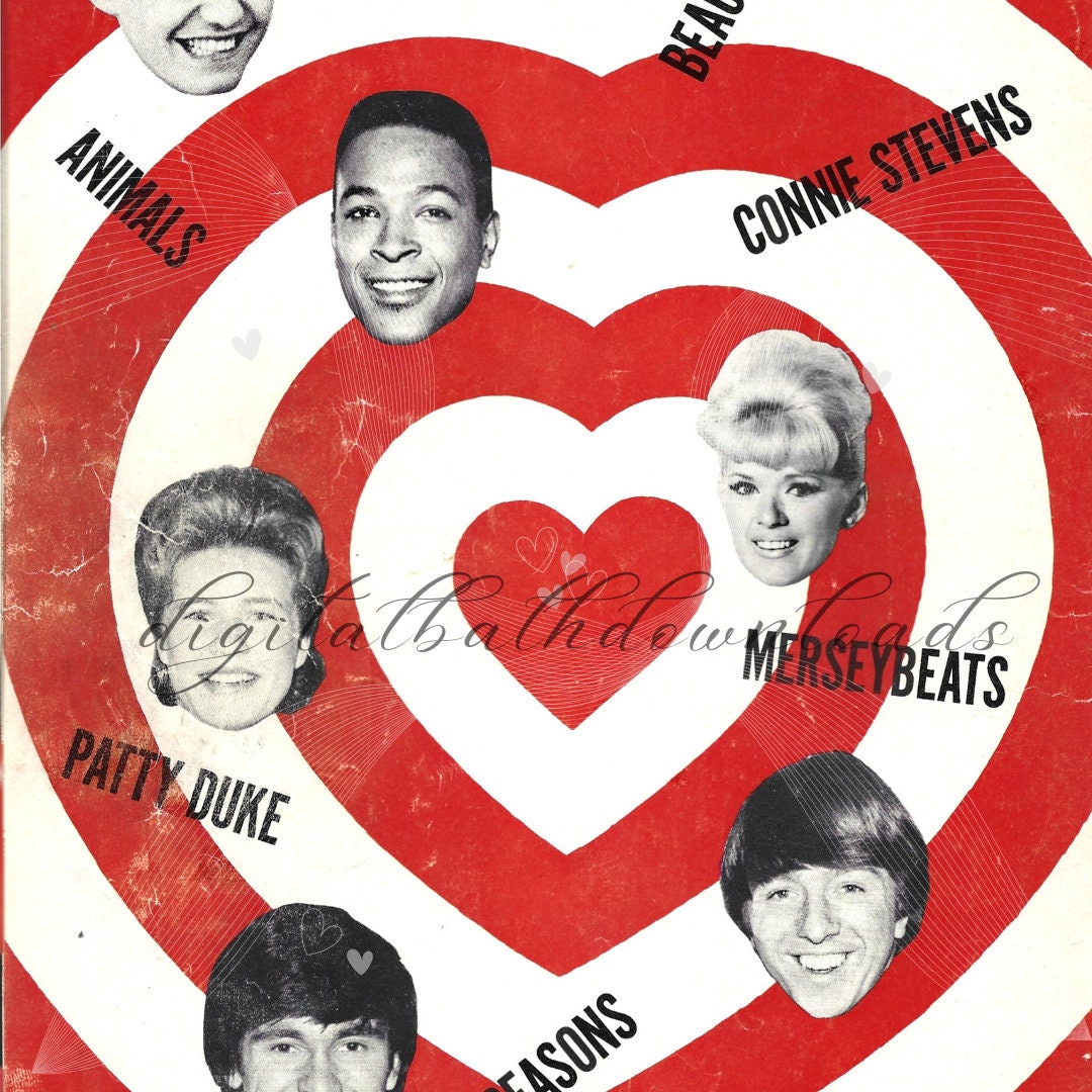 Digital Download MCM 60s Magazine Cover Heart Waves Graphics Animals ...