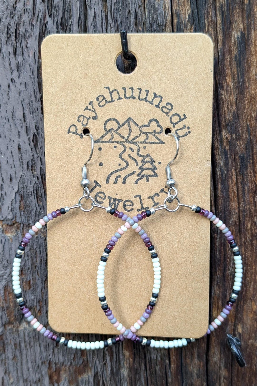 Native Indigenous Purple Beaded Large Hoops - Etsy