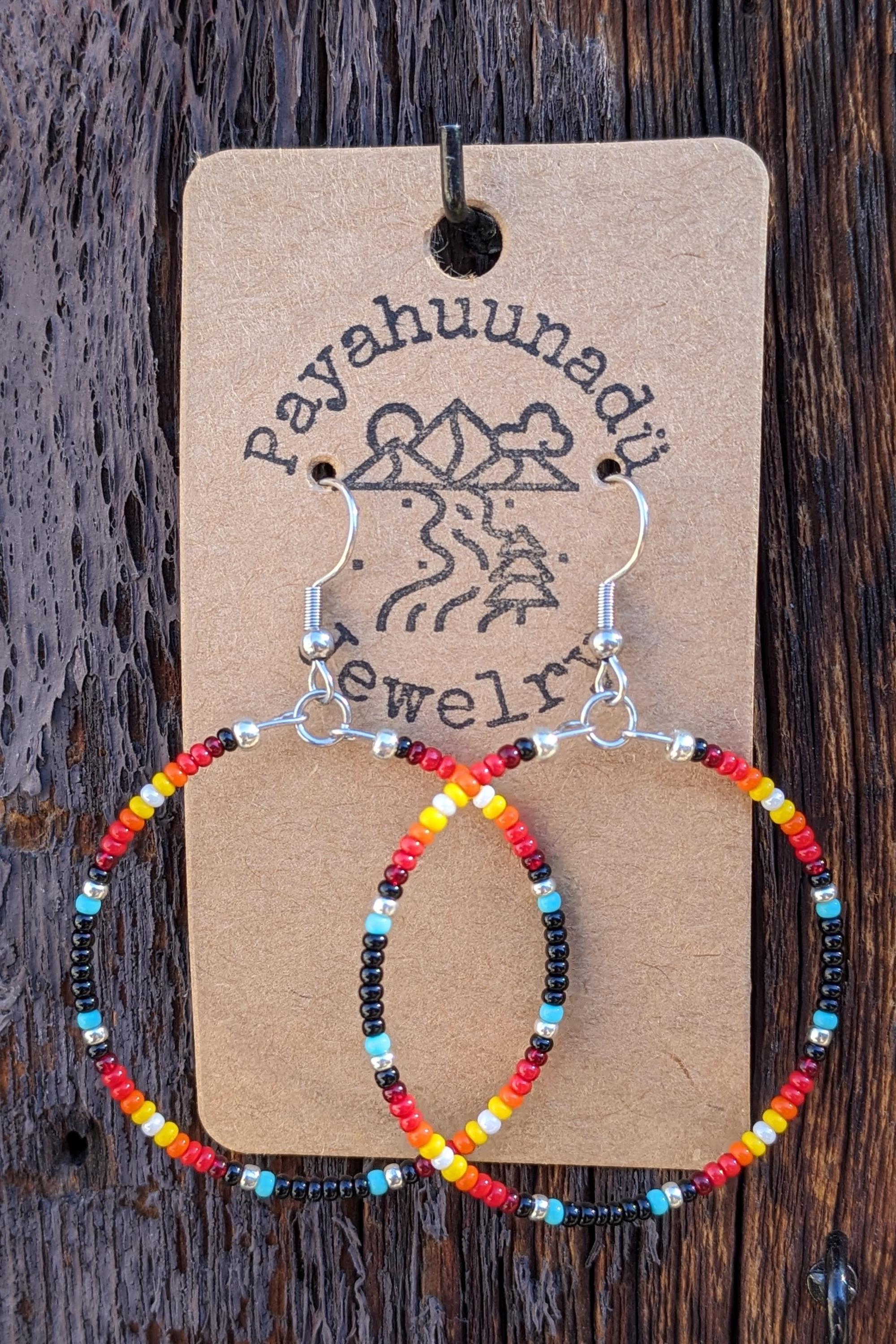Native American Indigenous Southwestern Fire Color Beaded Large Hoops ...