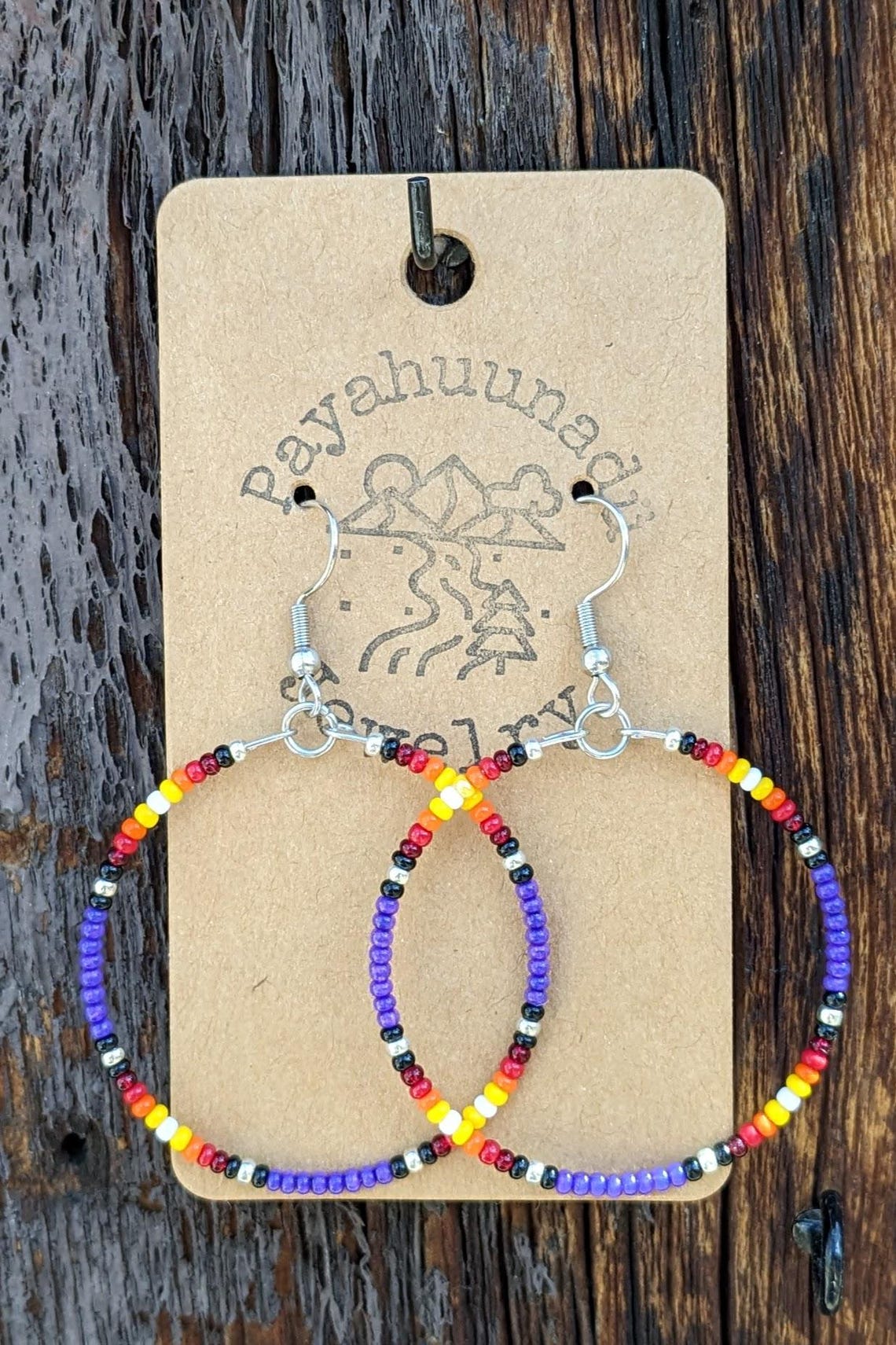 Native American Indigenous Southwestern Fire Color Beaded Large Hoops ...