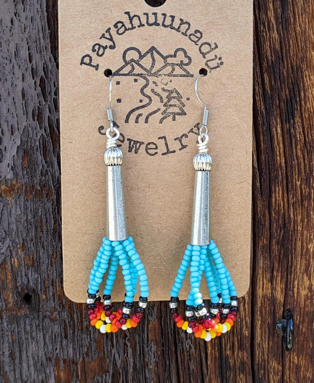 Native Indigenous Small Beaded Cone & Loop Earrings - Etsy