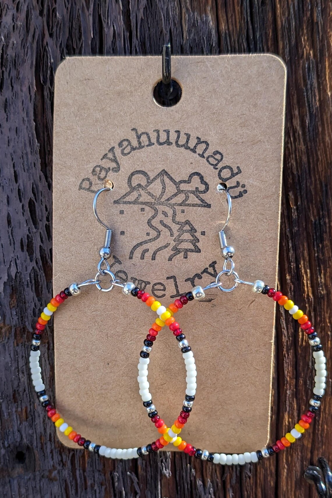 Native American Indigenous Southwestern Fire Color Beaded Large Hoops ...