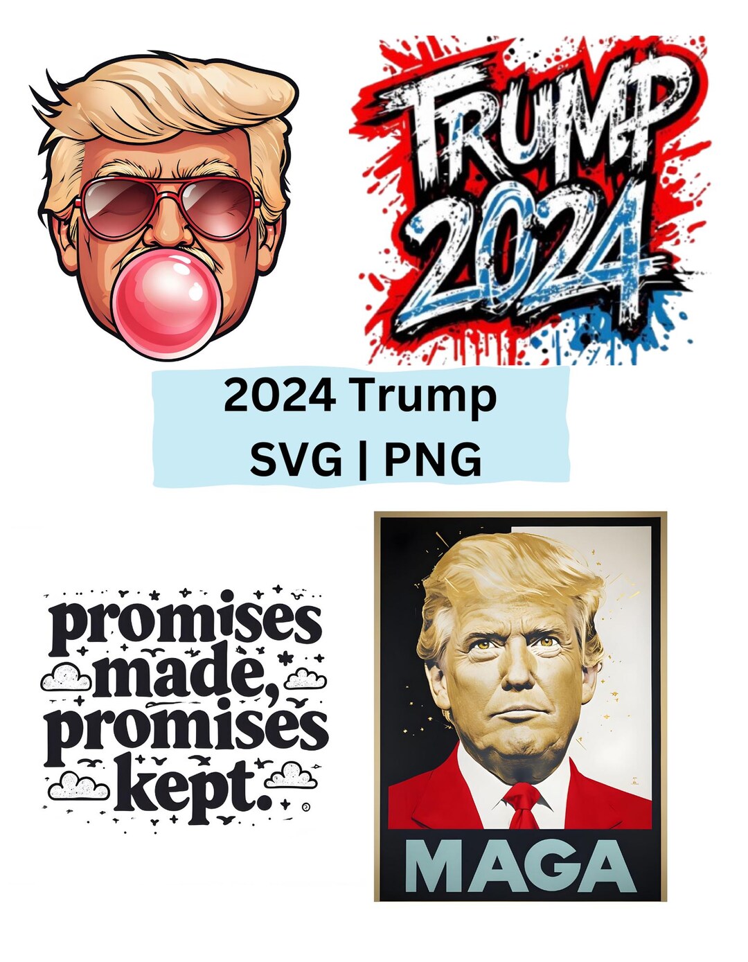 Trump 2024 PNG Bundle | Trump Election Designs for Shirts, Mugs, and ...