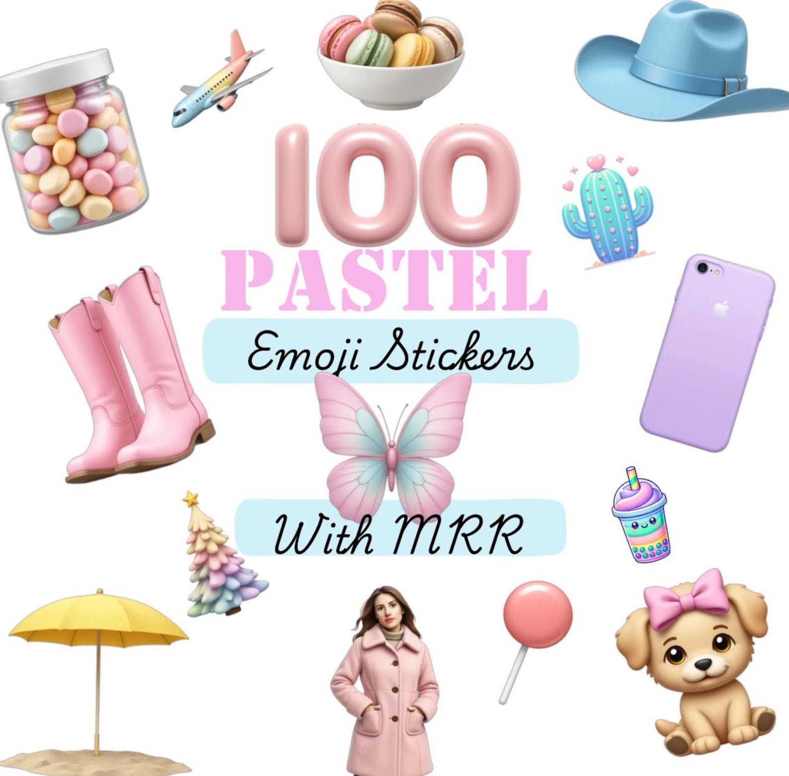 Ios18 Custom Emoji Sticker Pack | 100 Pastel Girly Aesthetic iPhone ...