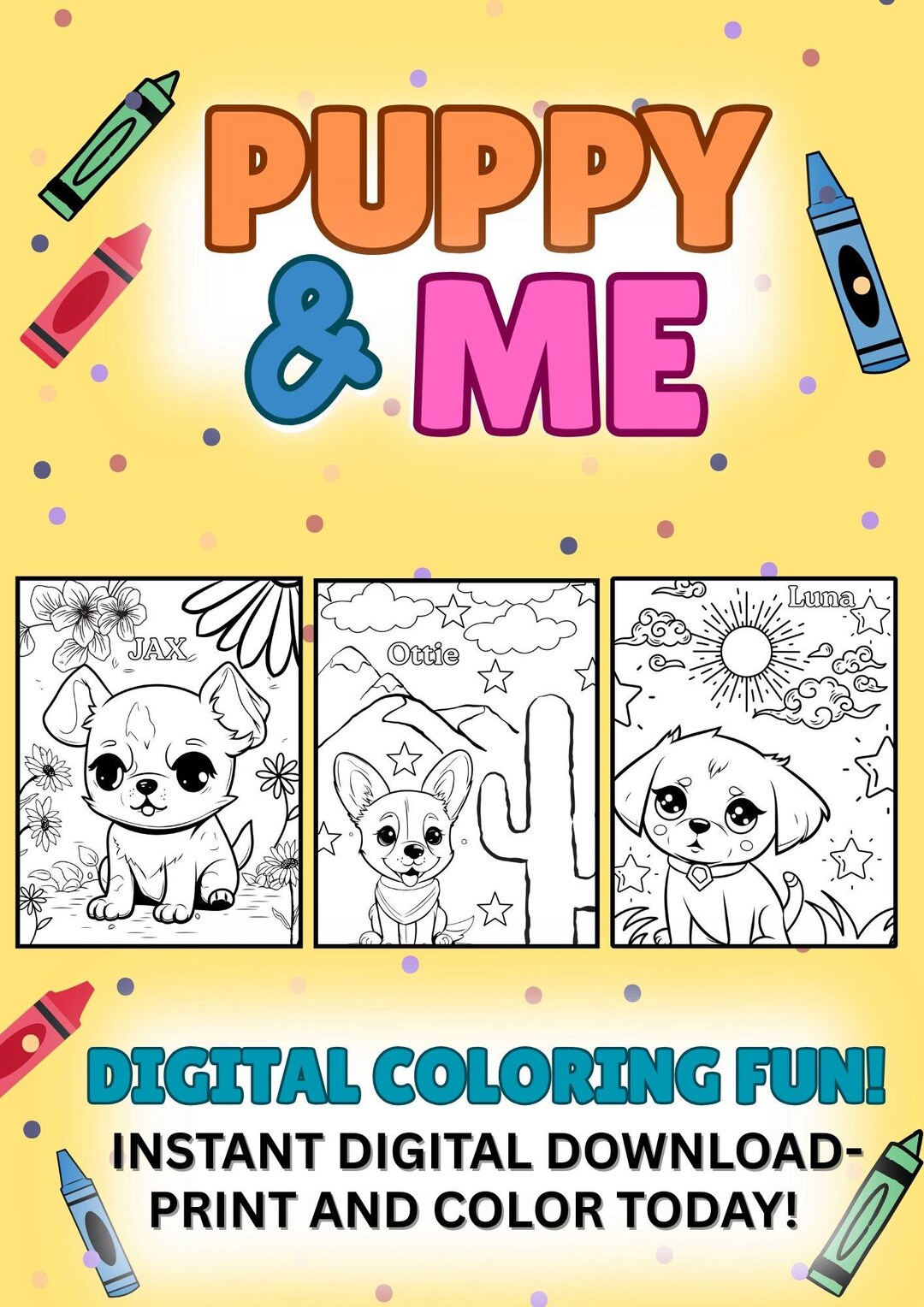 Puppy & Me Coloring Pages for Kids-preschool Printable, Puppy Adoption ...