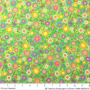 Quilting Fabric, by the Half Yard, QT Fabrics Sunbright 1649-28926-H ...