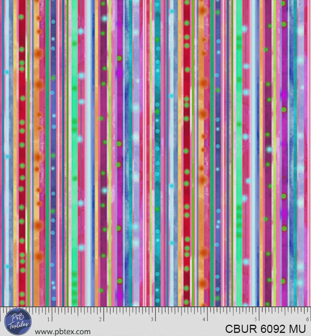 Color Burst Vertical Stripe in Blue, Cotton Fabric From P&B Textiles ...