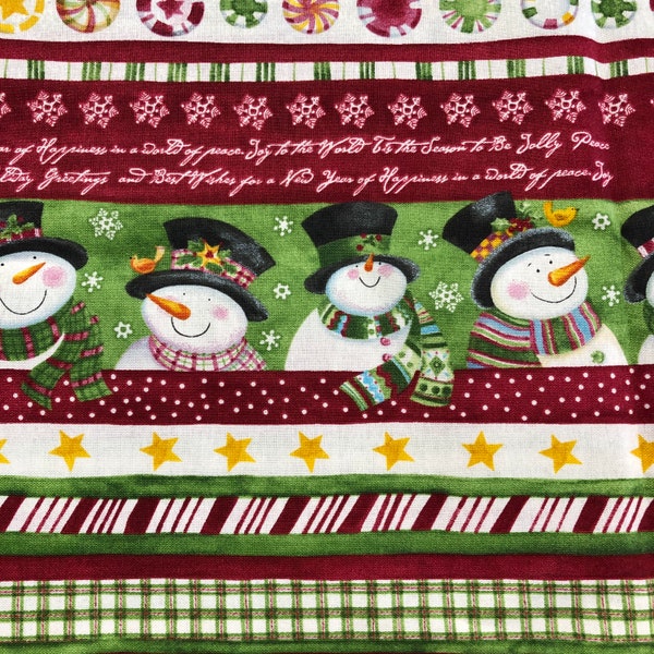 Snowman Border Fabric - Etsy