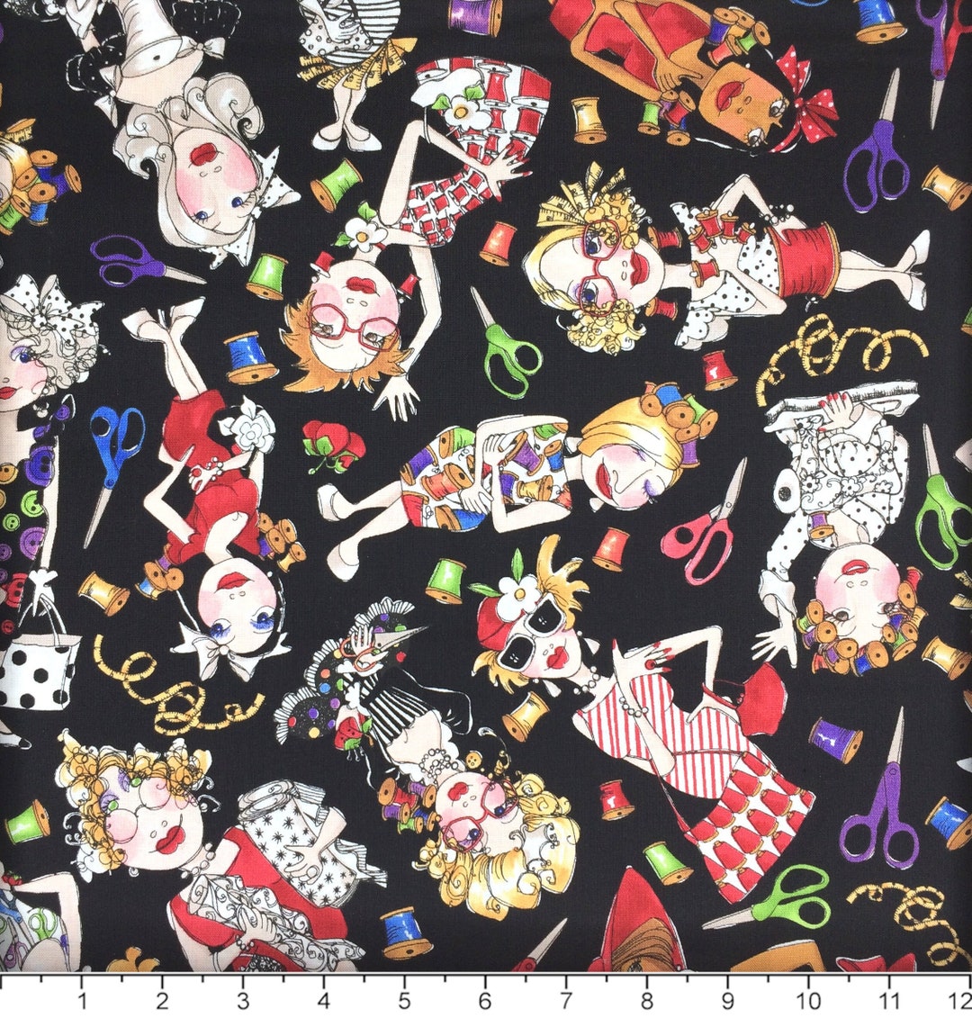 Quilting Fabric, by the Half Yard, Loralie Designs, Sew Tossed, Black ...