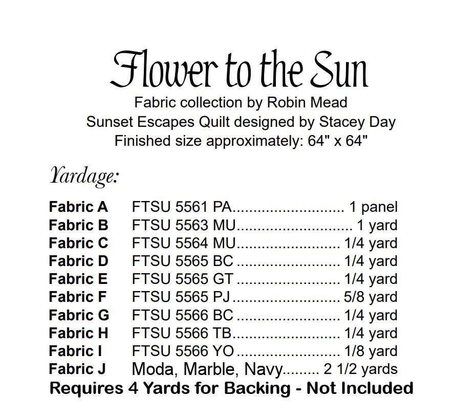 Sunset Escapes Quilt Top KIT, Flower to the Sun Fabrics From P&B ...