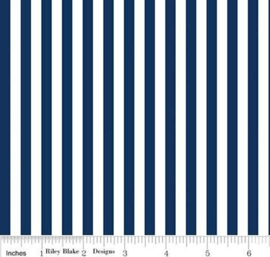 Quilting Fabric, 1/4 Navy and White Stripe, Riley Blake Designs ...