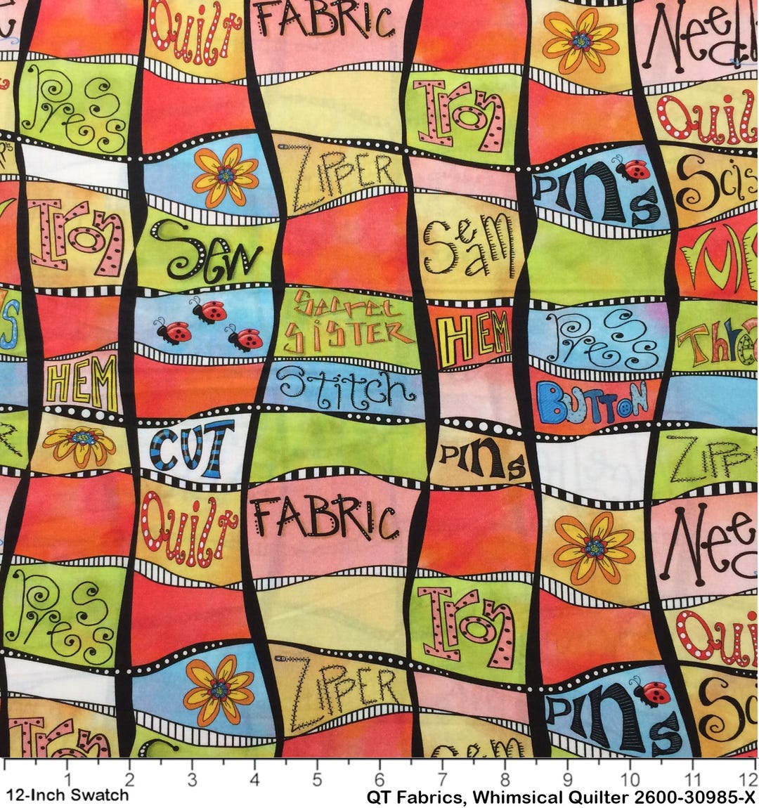 Quilting Fabric, QT Fabrics, Whimsical Quilter 2600-30985-X Multi, Sold ...