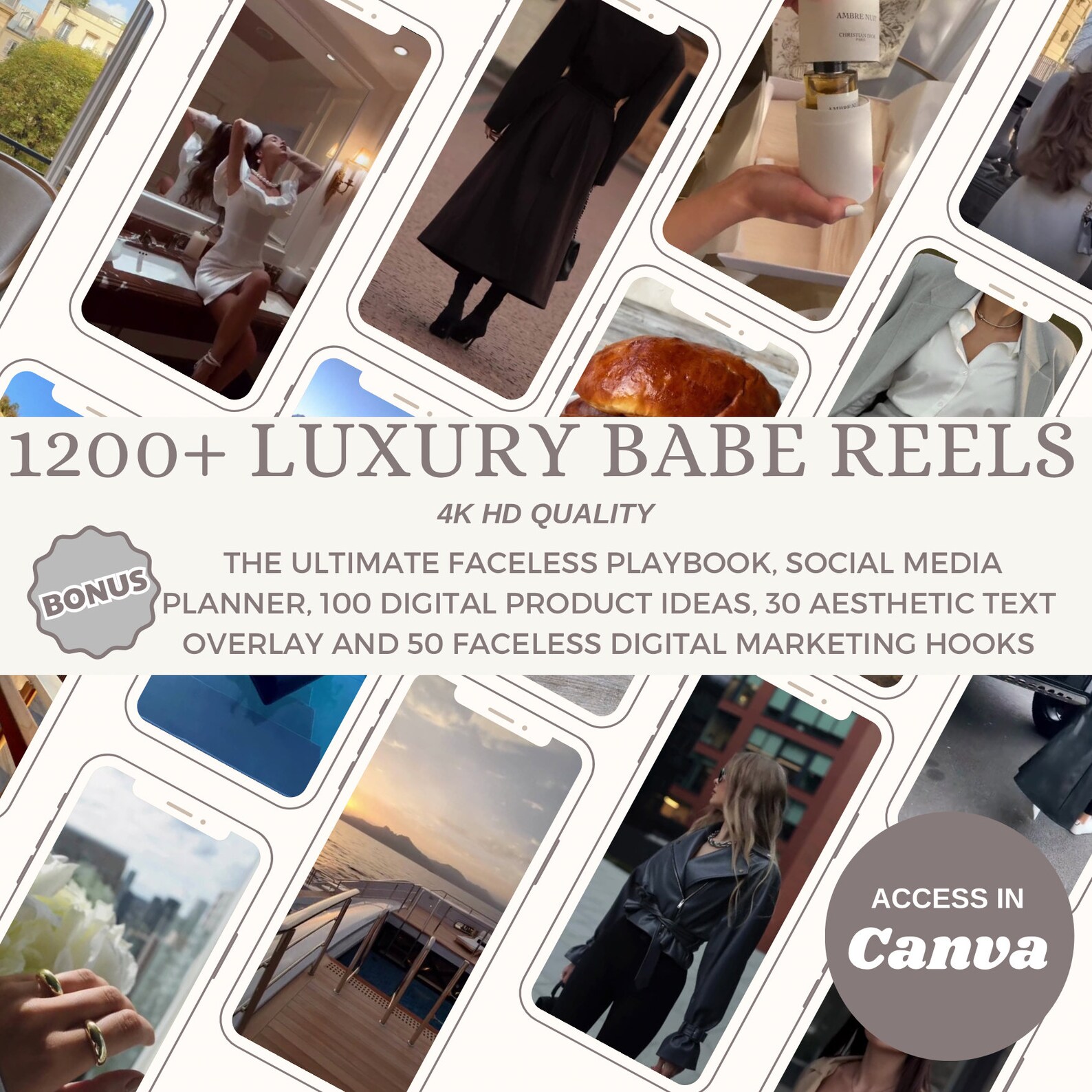 1200+ Luxury Boss Babe Reels for Instagram and Tiktok, Minimalist Faceless Digital Marketing ...