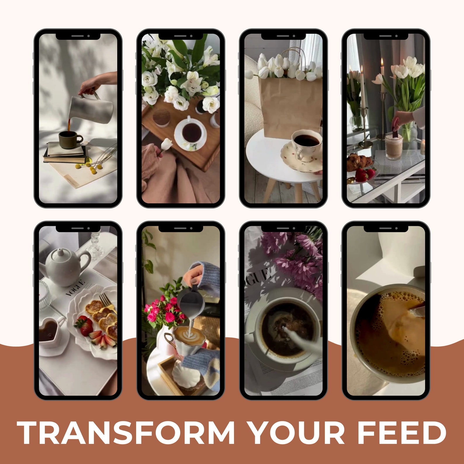 300+ Faceless Coffee Theme Reels for Instagram and Tiktok, Minimalist ...